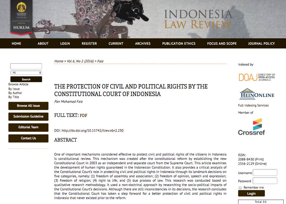 Blawgger Indonesia | Pan Mohamad Faiz, S.H., M.C.L., Ph.D.